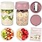 Amazon.com: SOLIGT 2 Pack Overnight Oats Containers with Lids, Folding Spoons and Divided ...