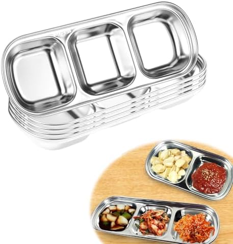 Amazon.com: 3 Piece Stainless Steel Sauce Tray, Divided Dipping Tray, 3 ...