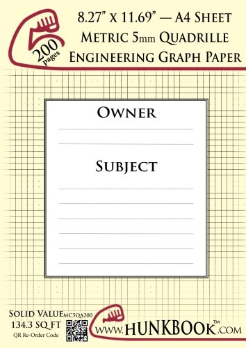 Engineering Graph Paper (200pages/Cream): Metric 5mm Quadrille - A4 ...