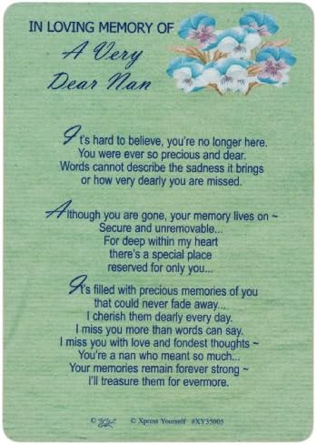 Nan Graveside Memory Card. In Loving Memory of A Very Dear Nan. Nan ...