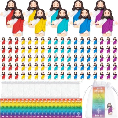 Amazon.com: Barydat 75 Sets Mini Jesus Figurines Easter Jesus Toys ...