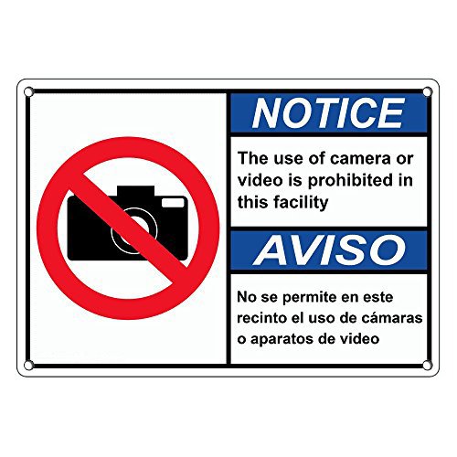Weatherproof Plastic ANSI Notice Use of Camera Or Video Prohibited ...