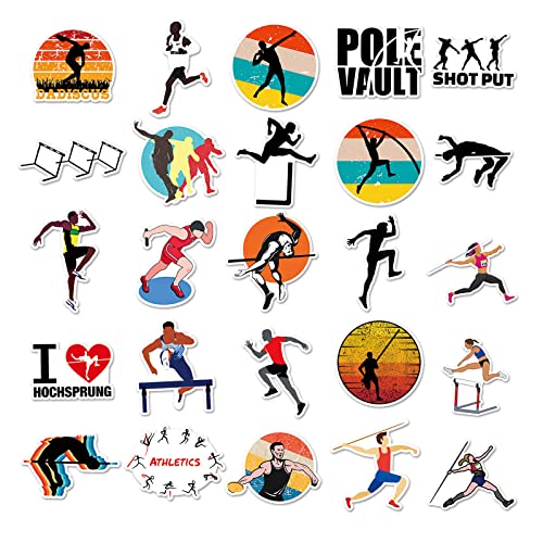 Track and Field Sports Stickers Pack 50pcs Sports Stickers-Waterproof ...
