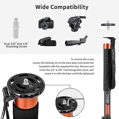 Cayer FP34 Professional Video Camera Monopod Kit 71 inch Lightweight ...