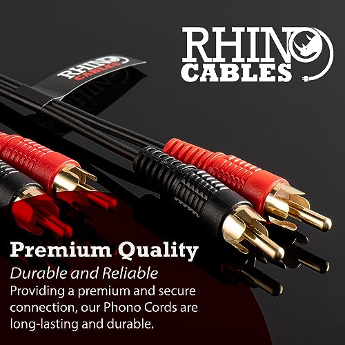rhinocables 2-Male to 2-Male Gold RCA Audio Cables – Dual Phono Cord ...