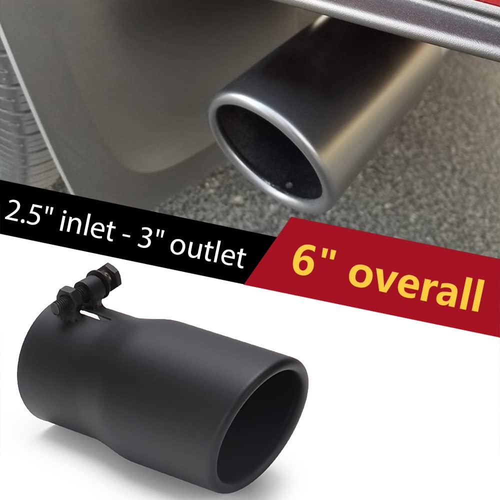 Snapklik.com : Exhaust Tip 2.5 Inlet 3 Outlet 6 Long, Bolt On Design ...
