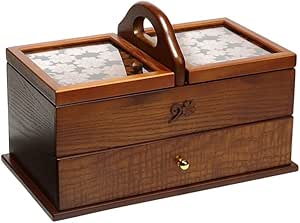 GaRcan Retro Cantilever Wood Sewing Basket Sew Kit Storage Expanding ...