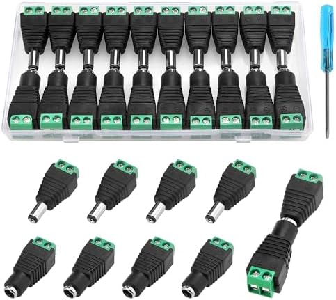 Ownkim 4 Pairs DC 5.5mm x 2.1mm Male and Female 12V DC Power Plug Male ...