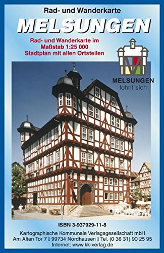 Melsungen. Stadtplan mit Rad- und Wanderkarte: Rad- und Wanderkarte 1: ...