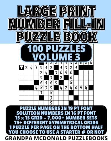 Amazon.com: Large Print Number Fill In Puzzle Book - 100 Puzzles ...