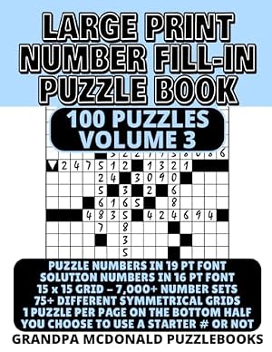 Amazon.com: Large Print Number Fill In Puzzle Book - 100 Puzzles ...