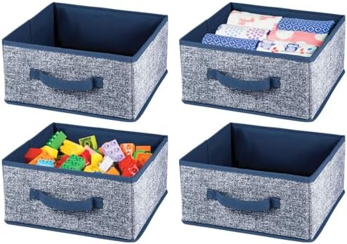 mDesign Set of 4 Half-Cube Storage Boxes – Fabric Storage Cubes with ...