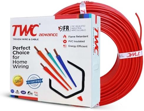TWC Advance Single Core Electrical Wire |Red, 45 Meter, 1 SQ.MM. |PVC ...