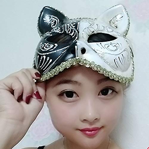 Campsis Animal Cosplay Kabuki Cat Masks Black Masquerade Mask Halloween ...