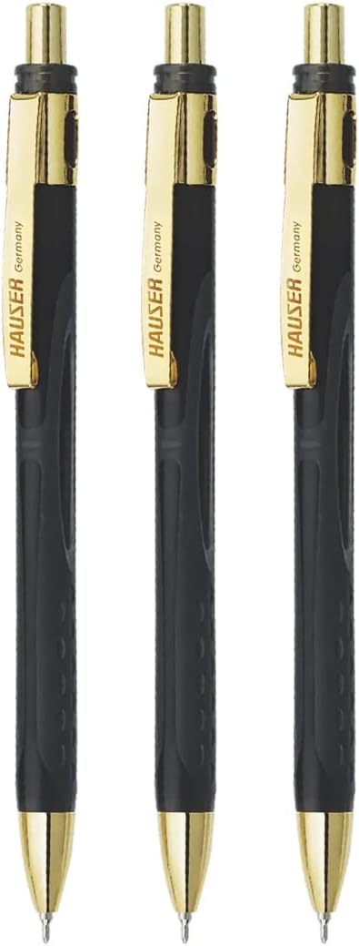 Hauser Ultra Gold Ball Pen Blister Pack | Retractable Mechanism For ...