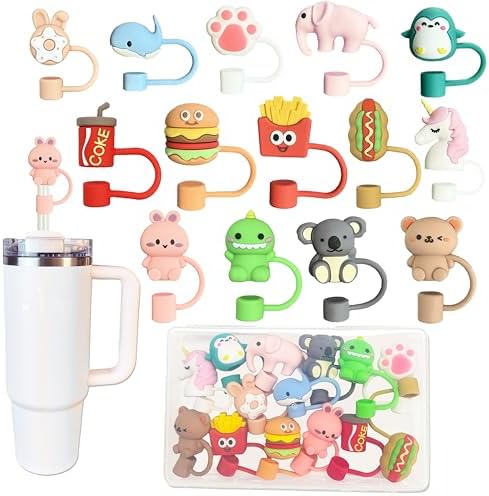 Amazon.com: 14Pcs Tumbler Straw Covers with Storage Case,10mm 0.4 in ...