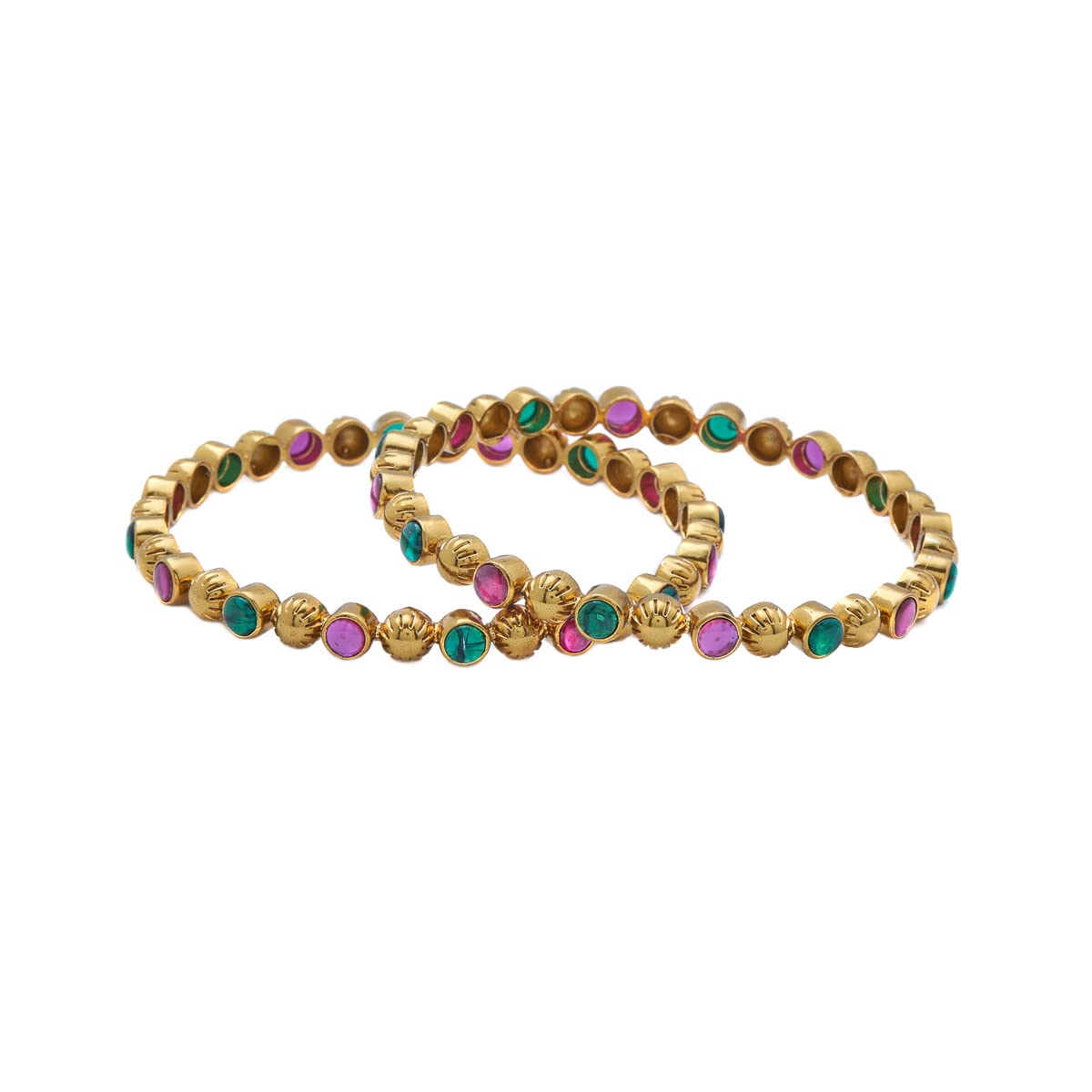 Buy Kushal's Fashion Jewellery Ruby & Green Bangle emballished with ...