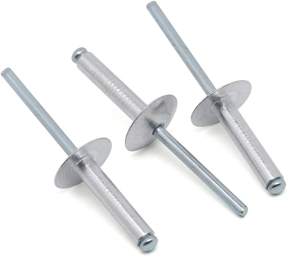 Amazon.com: 5/32" x 1/2" Large Flange Aluminum Blind Rivets, Silver, 4 ...