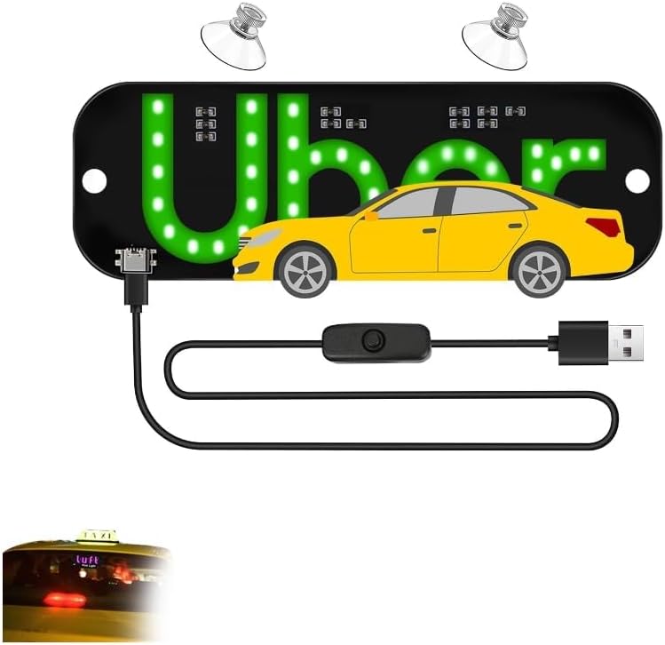 Amazon.com: USB LED Light Sign for Drivers,Windshield Taxi Sign with ...
