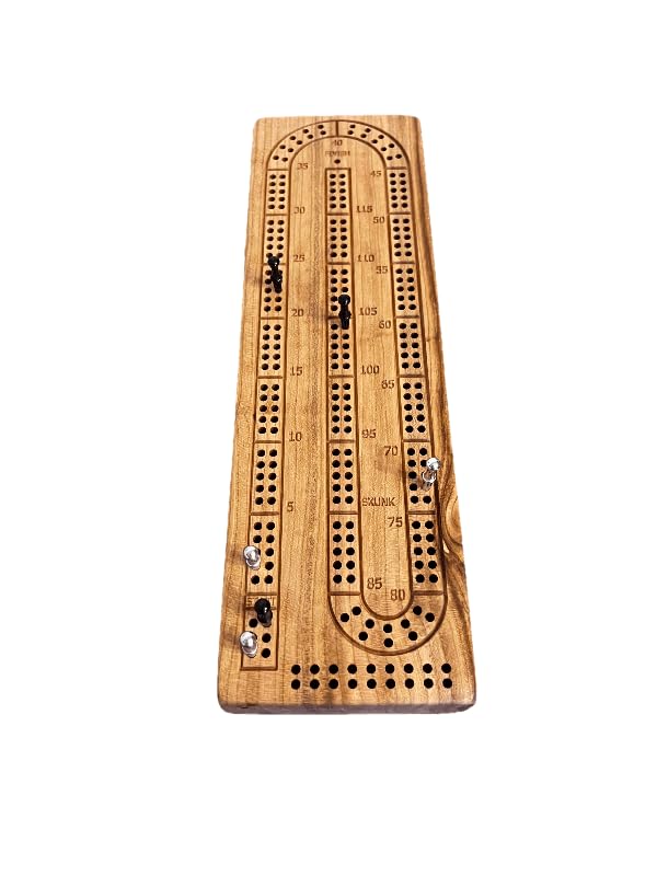 Amazon.com: 2 Track Cherry Hardwood Cribbage Board, Includes 6 Metal ...