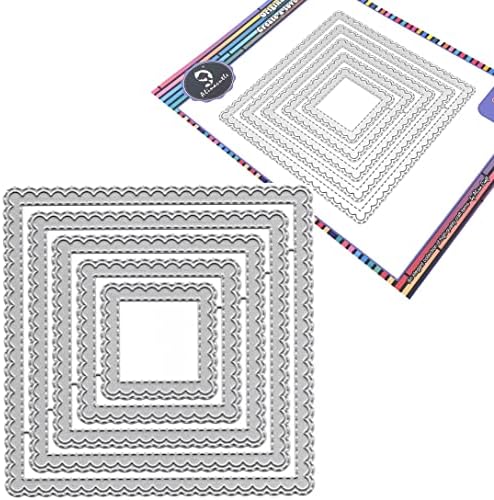 Amazon.com: Alinacutle 5/PK Square Scallop Border Nesting Frame Die Cut ...
