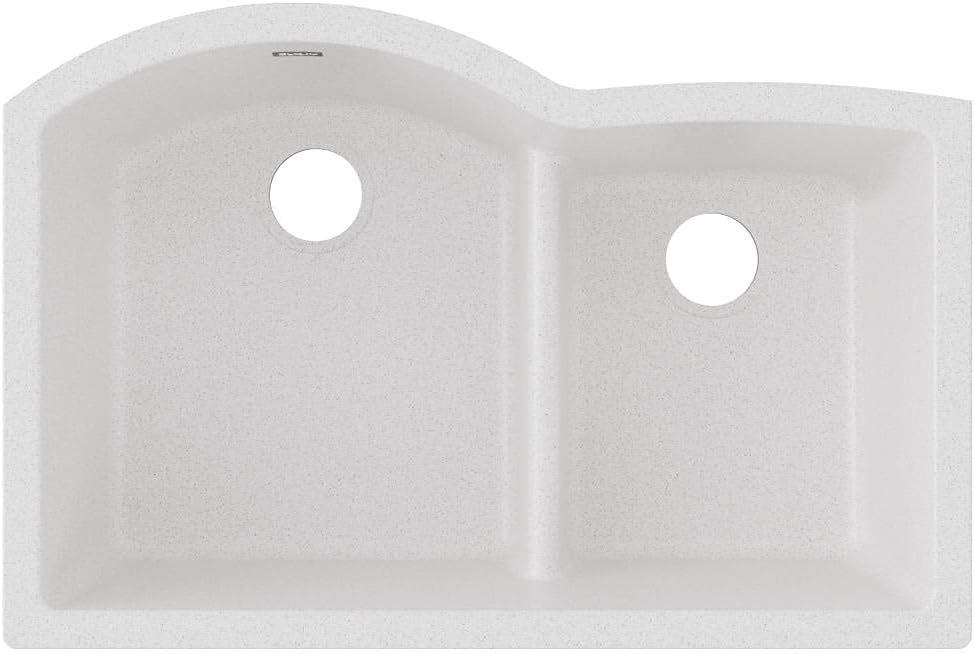 BLANCO, White 440180 DIAMOND SILGRANIT 60/40 Double Bowl Undermount ...