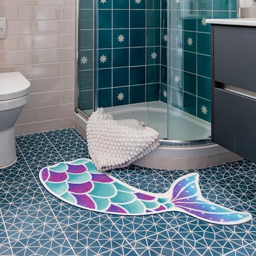 Amazon.com: Fosiyaa Mermaid Bath Mat Soft Thick Microfiber Cute Kids ...