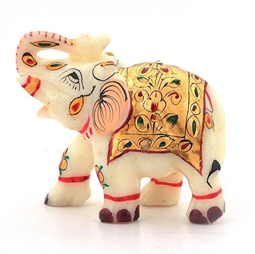 Buy Virasat Handmade Rajasthani White Marble Decorative Elephant Hathi ...