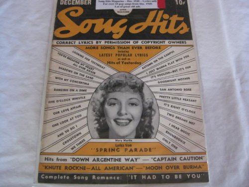 SONG HITS MAGAZINE DECEMBER 1940 SHEET MUSIC FOLDER 450 SHEET MUSIC ...