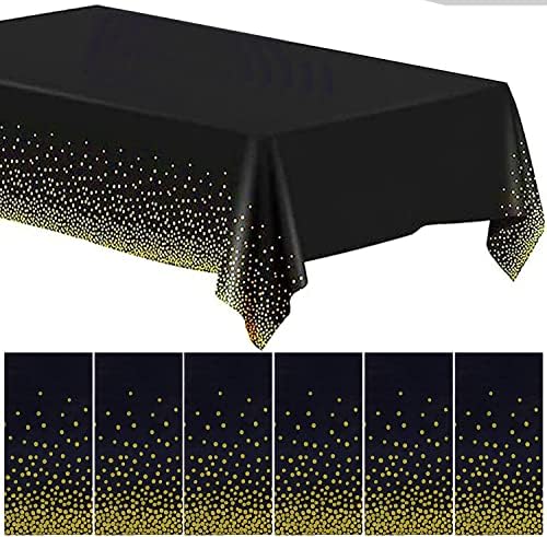 CEILIWEN 10 Packs of Black and Gold Party Tablecloths, Disposable ...
