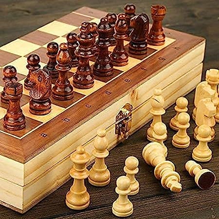 Buy NEMOPHIL 13'X13' Foldable Wooden Chess Board Set with 32 Wooden ...