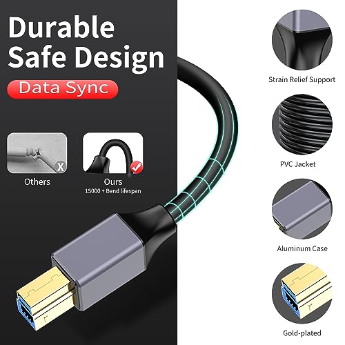 Snapklik.com : GOSYSONG USB 3.0 Printer Cable 30ft, USB A To USB B 3.0 ...