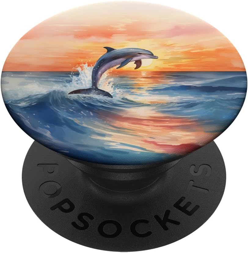 Amazon.com: Dolphin Jumping | Sunset Over Ocean | Watercolor Art ...