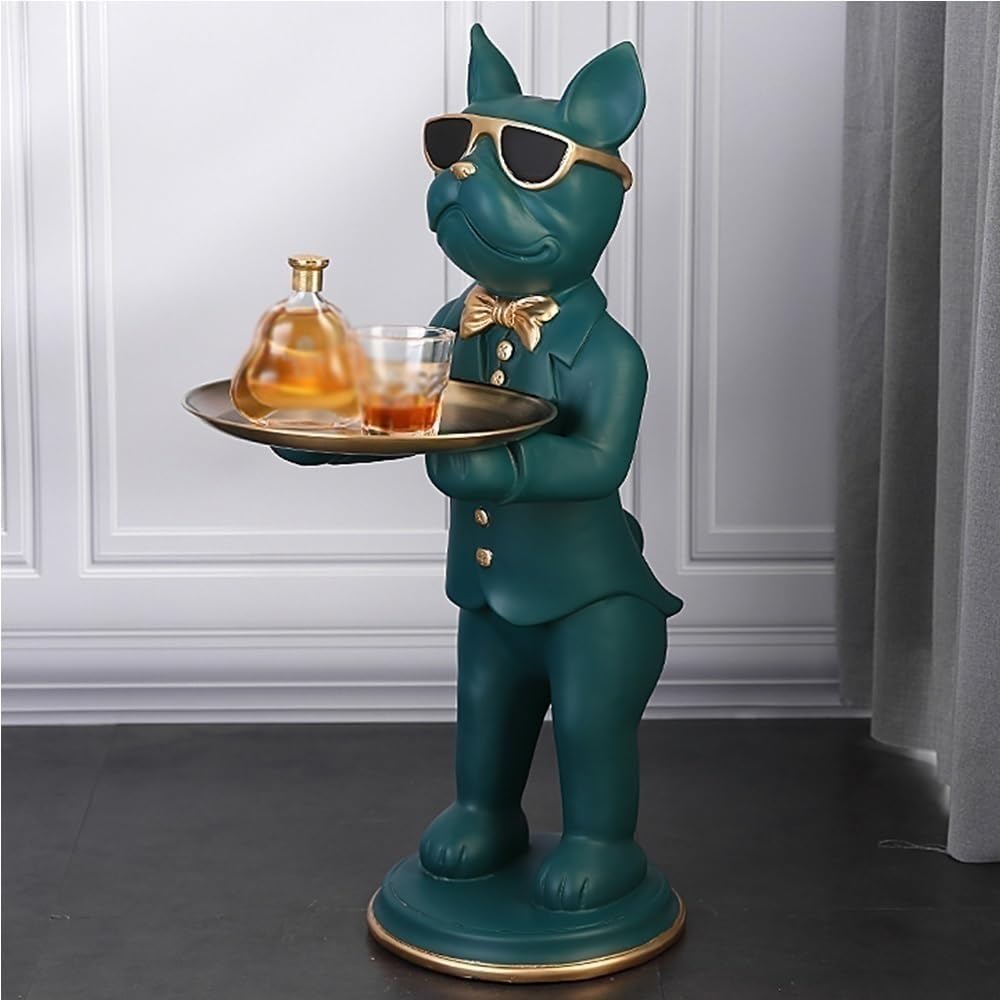 Amazon.com: French Bulldog Floor Statue with Tray, Large Dog Floor ...