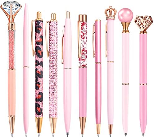 HLPHA Fancy Pen,10Pcs Pink Glitter Pens with Gem for Journaling,Gift ...