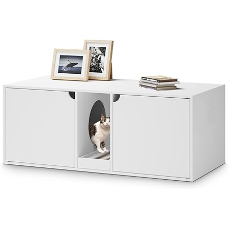 Amazon.com : DAWNSPACES Cat Litter Box Enclosure for 2 Cats, Modern ...