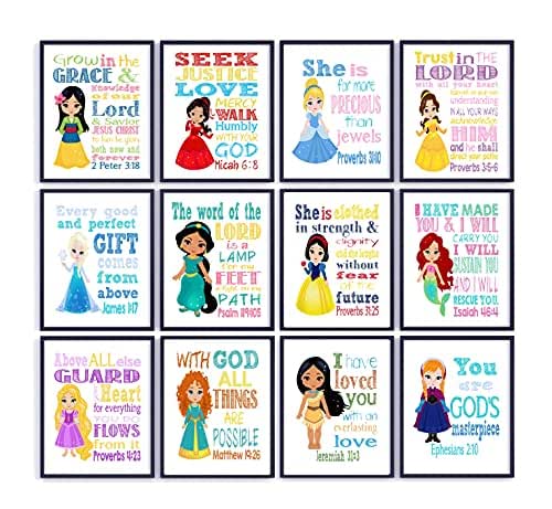 Amazon.com: Princess Christian Nursery Set of 12 Unframed Prints ...