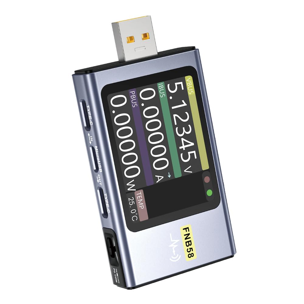 Amazon | FNIRSI フェニルス FNB-58 USBテスター 電圧計 電流計 TYPE-C 急速充電プロトコル対応 高精度 電力 ...