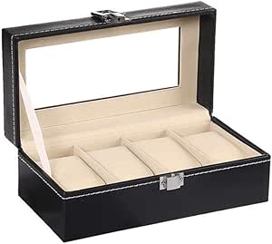 Amazon.co.jp: Watch Storage Case 4 Slot Watch Box for Birthday ...