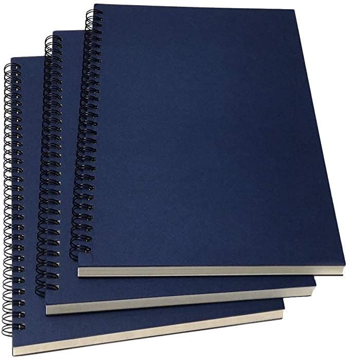 MACRO ECO FRIENDLY BLUE A5 SIZED SET OF THREE WIRO BOUND UNRULED SPIRAL ...