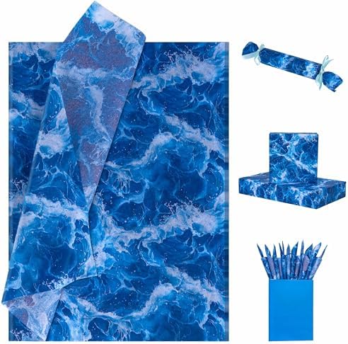 Amazon.com: Larcenciel Ocean Waves Tissue Paper, Blue Gift Wrapping ...