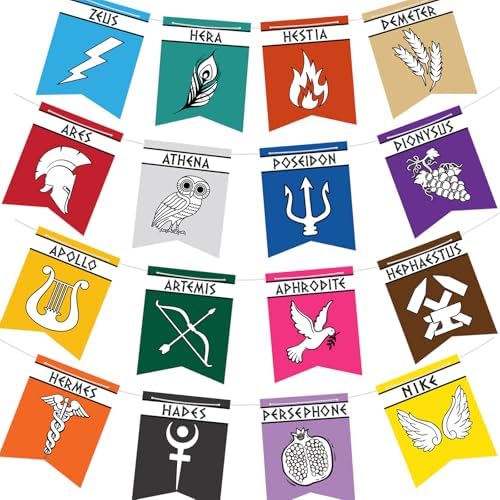 Amazon.com: Greek Mythology Banner, Greek Gods Symbols Signs Banners ...