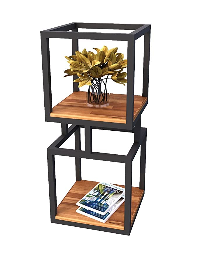EdenSoul Square Small Side Table, Sofa Table, 2-Layer Industrial Small ...