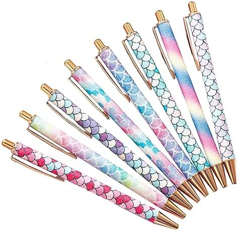 Amazon.com : YOUMI 7/8 Pcs Retractable Ballpoint Pen，Pretty Bling Metal ...