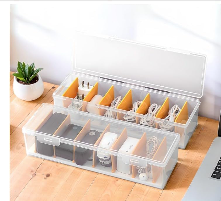 PAVSTINE Cable Management Box with Lid, 2 Pcs Data Cable Tidy Box with ...
