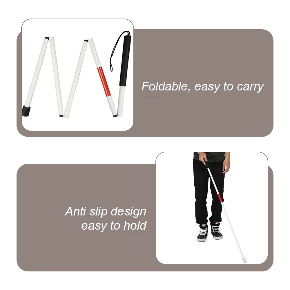 YYAOGAGNG Night Reflective Blind Walking Stick Aluminum Alloy Folding ...