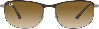 Amazon.com: Ray-Ban RB3671 Rectangular Sunglasses, Brown On Gunmetal ...