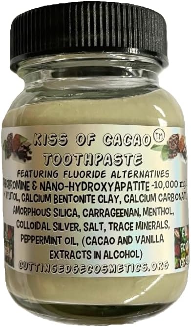 Amazon.com : 2 oz Glass jar Kiss Of Cacao Toothpaste mild Mint with ...
