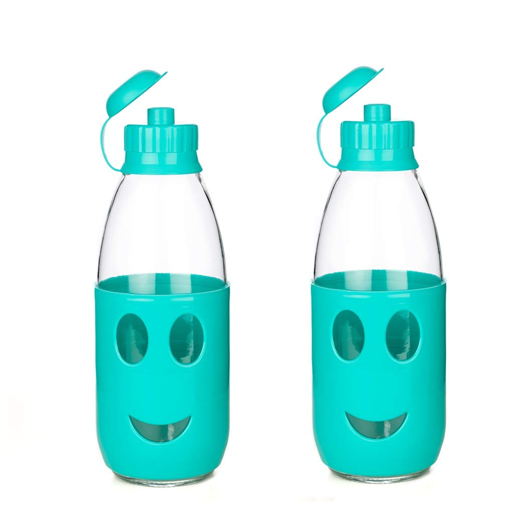 SignoraWare Smile Glass Water Bottle, 1 Litre, Set of 2, Green : Amazon ...