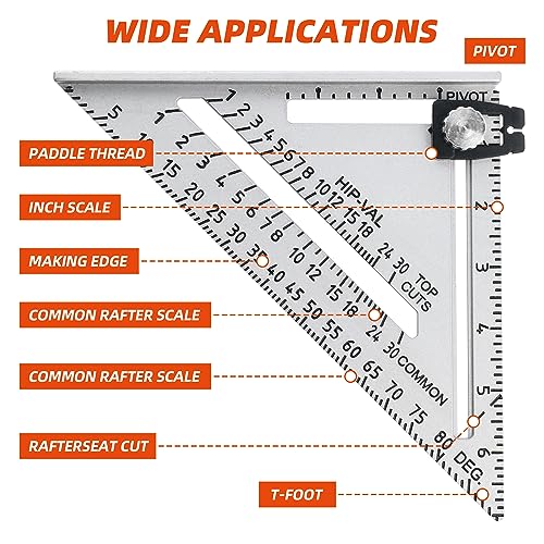 Snapklik.com : Aluminum 7-inch Rafter Square, Carpenter Measuring ...